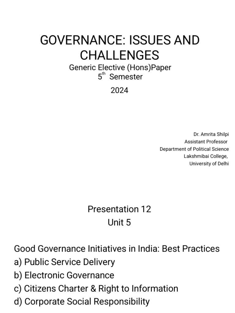 Governance Issues and Challenges Du | PDF | Governance | Information