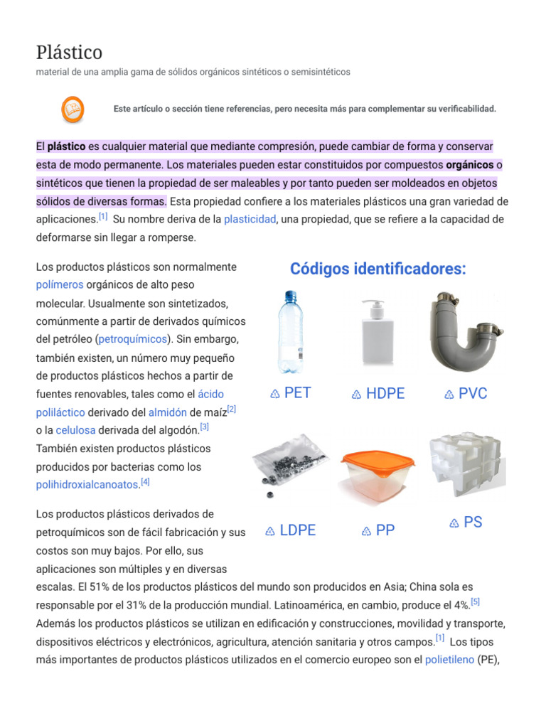 Plástico - Wikipedia, la enciclopedia libre | PDF | El plastico | Polímeros