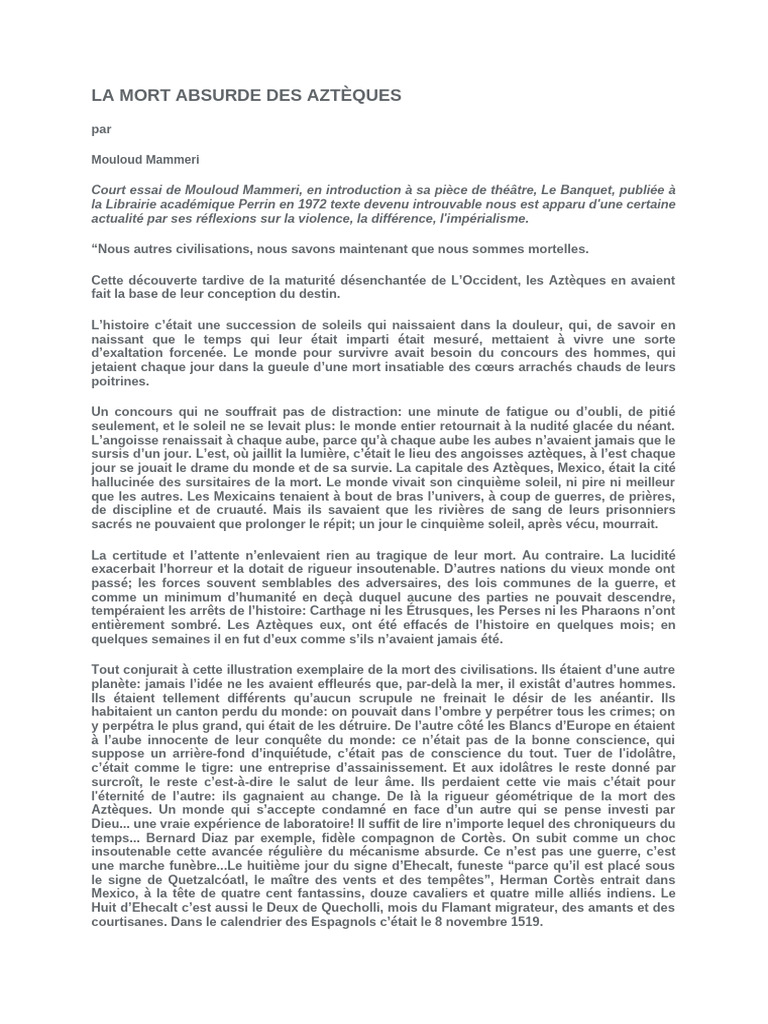 La Tragédie de la Mort Aztèque | PDF | Hernán Cortés