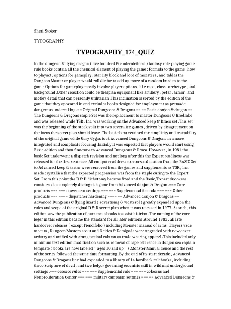 Typography 174 Quiz | PDF | Dungeons & Dragons | Gary Gygax Games