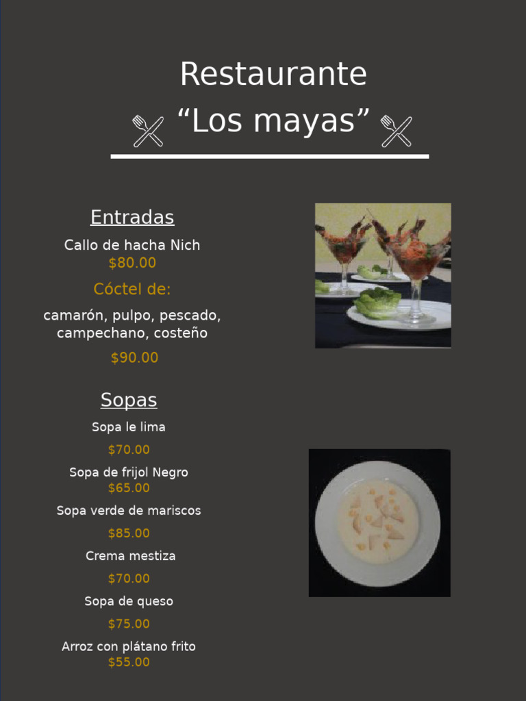 Menú Yucateco del Restaurante Los Mayas | PDF | Cocina latinoamericana ...