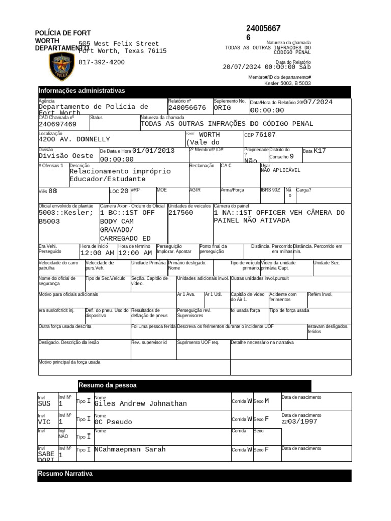 Relatório Policial de Andrew Giles | PDF | Facebook | Polícia