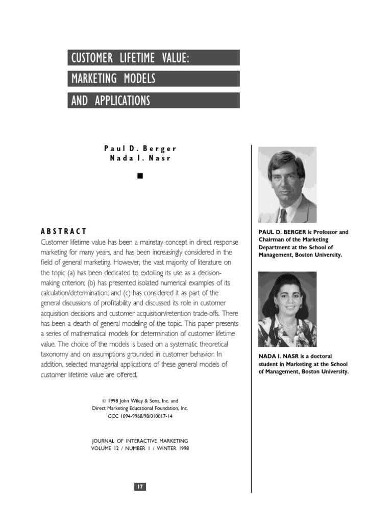 Customer Lifetime Value Marketing Models | PDF | Business | Business Economics