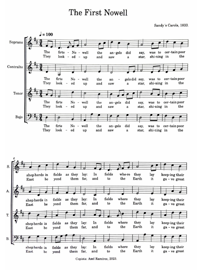 The First Nowell Lyrics and Arrangement | PDF | Singing