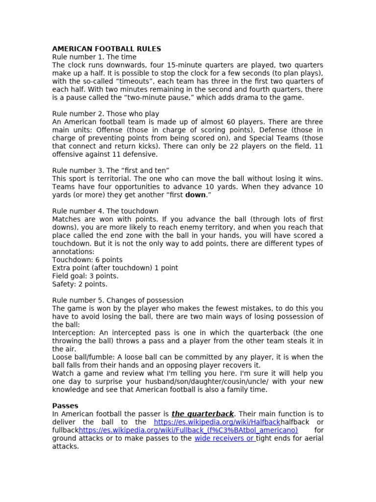 Rules of American Football | PDF | Gridiron Football | American Football