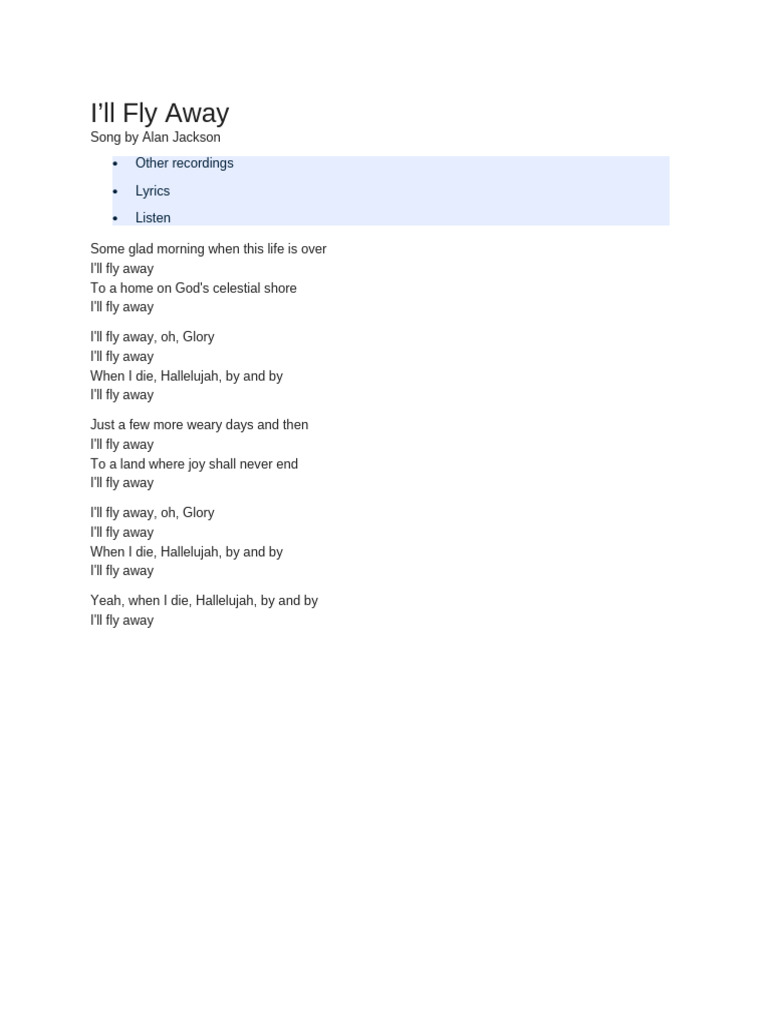 I'LL FLY AWAY | PDF