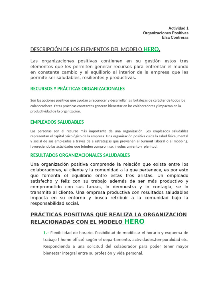 Organizaciones Positivas y Modelo HERO | PDF | Sicología