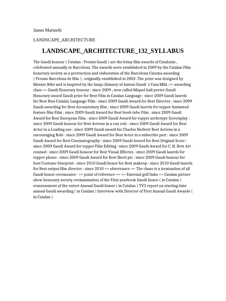 Landscape Architecture 132 Syllabus | PDF