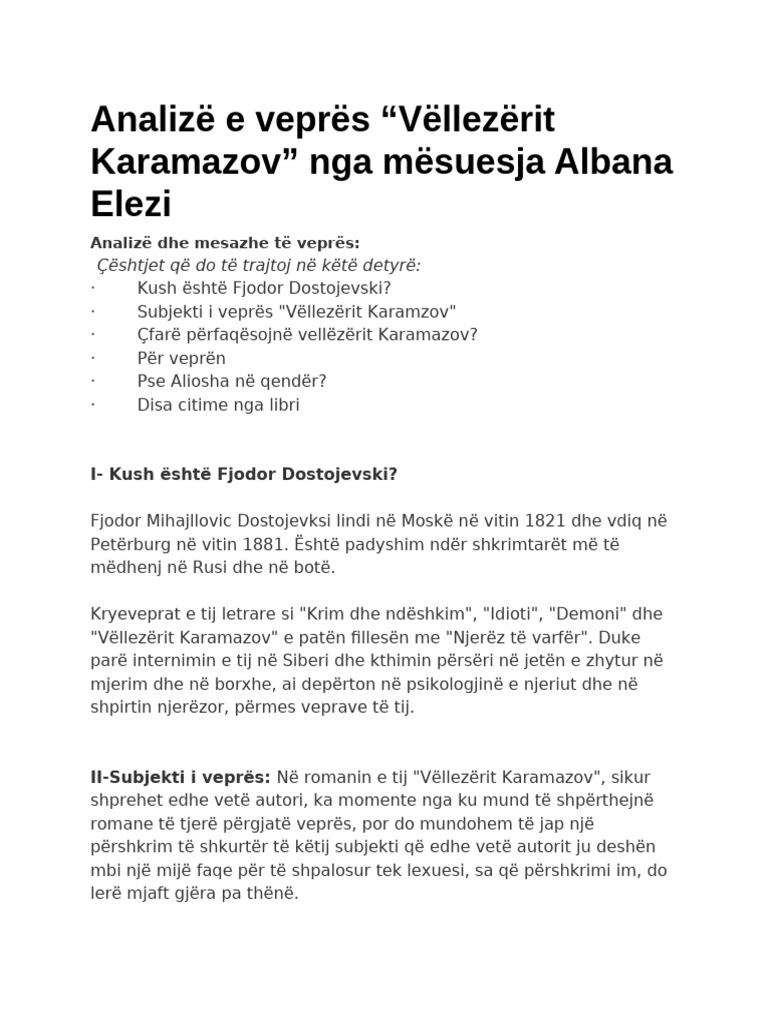 Analize e Vellezerit Karamazov | PDF