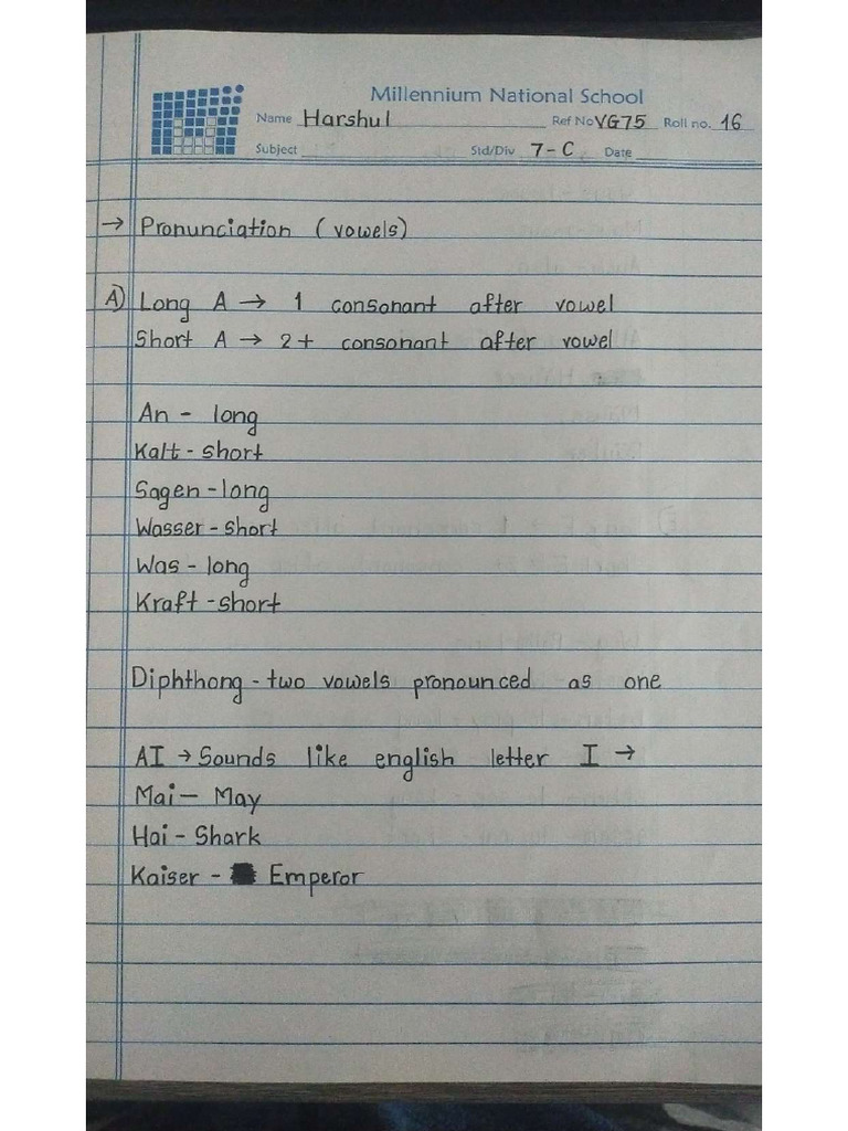 Notes German A1 | PDF