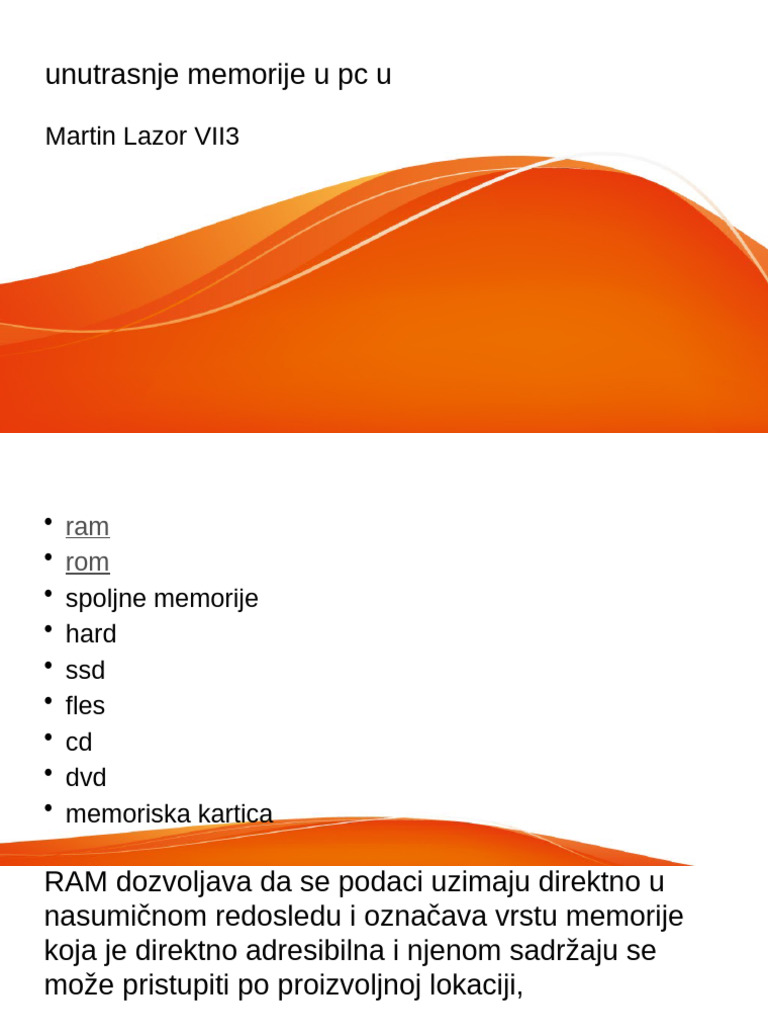 Unutrasnje Memorije U PC U | PDF