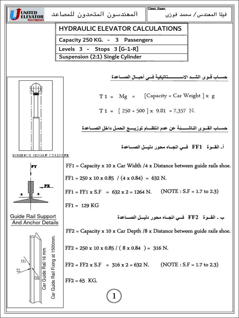 Villa - Eng Mohamed Fawzi - 130x110-CALCS | PDF | Elevator | Mechanical Engineering