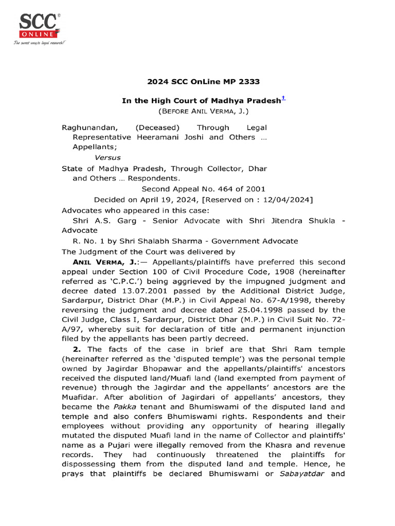 Raghunandan v. State of MP | PDF