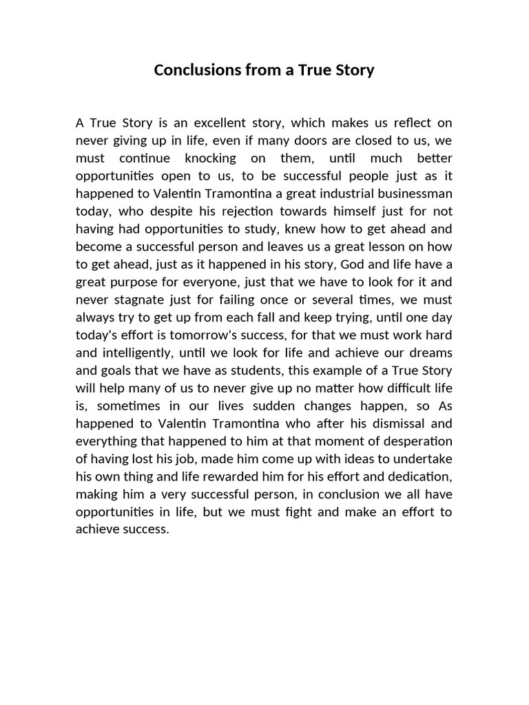 Conclusions of A True Story | PDF