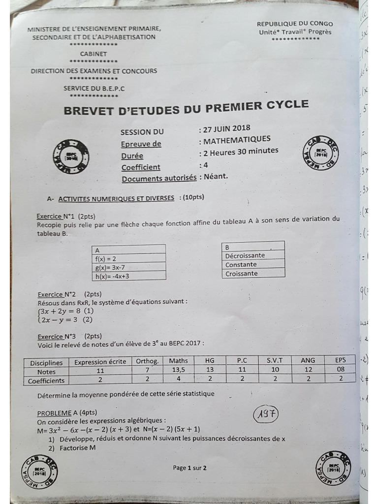 Bepc 2018 | PDF