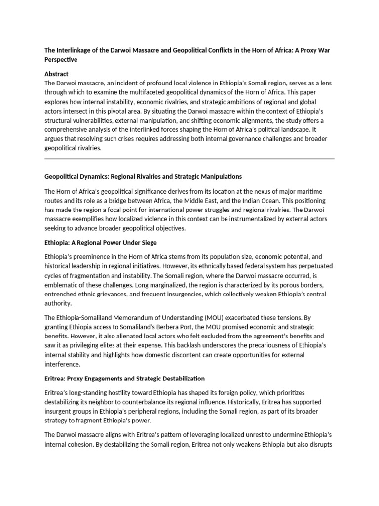 The Interlinkage of The Darwoi Massacre and Geopolitical Conflicts in ...