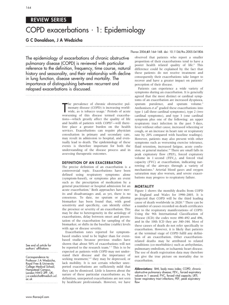 COPD Epidemiology G C Donaldson | PDF | Chronic Obstructive Pulmonary ...