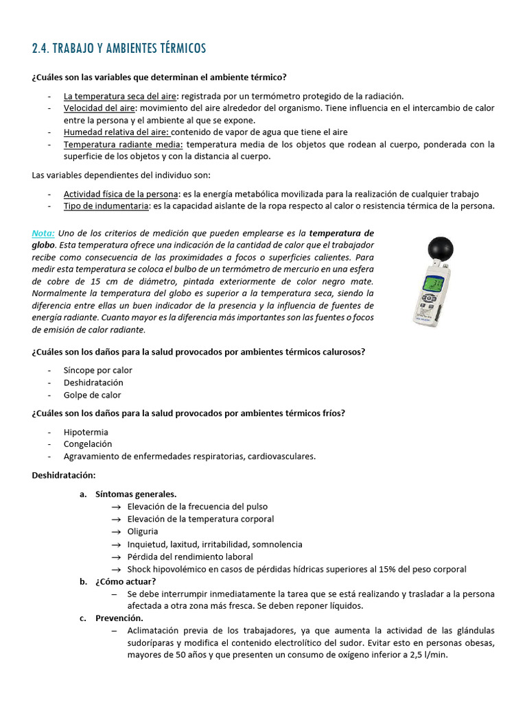 Variables del Ambiente Térmico Laboral | PDF | Temperatura ...