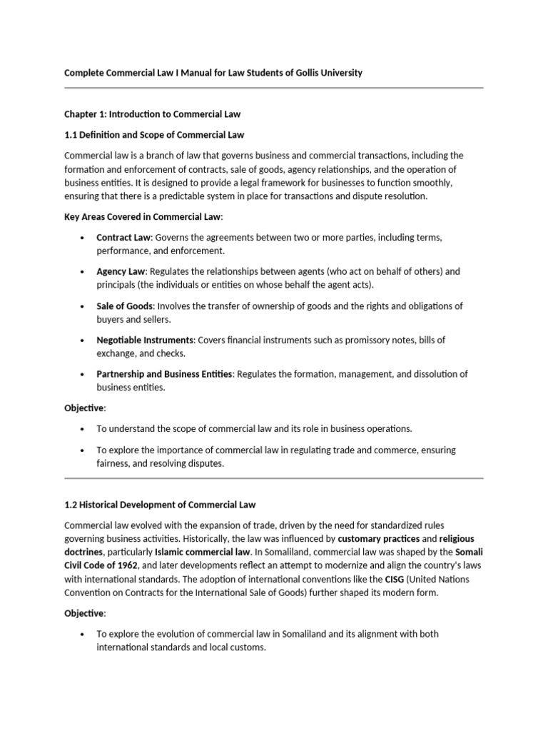 Commercial Law Overview for Students | PDF | Law Of Agency | Partnership