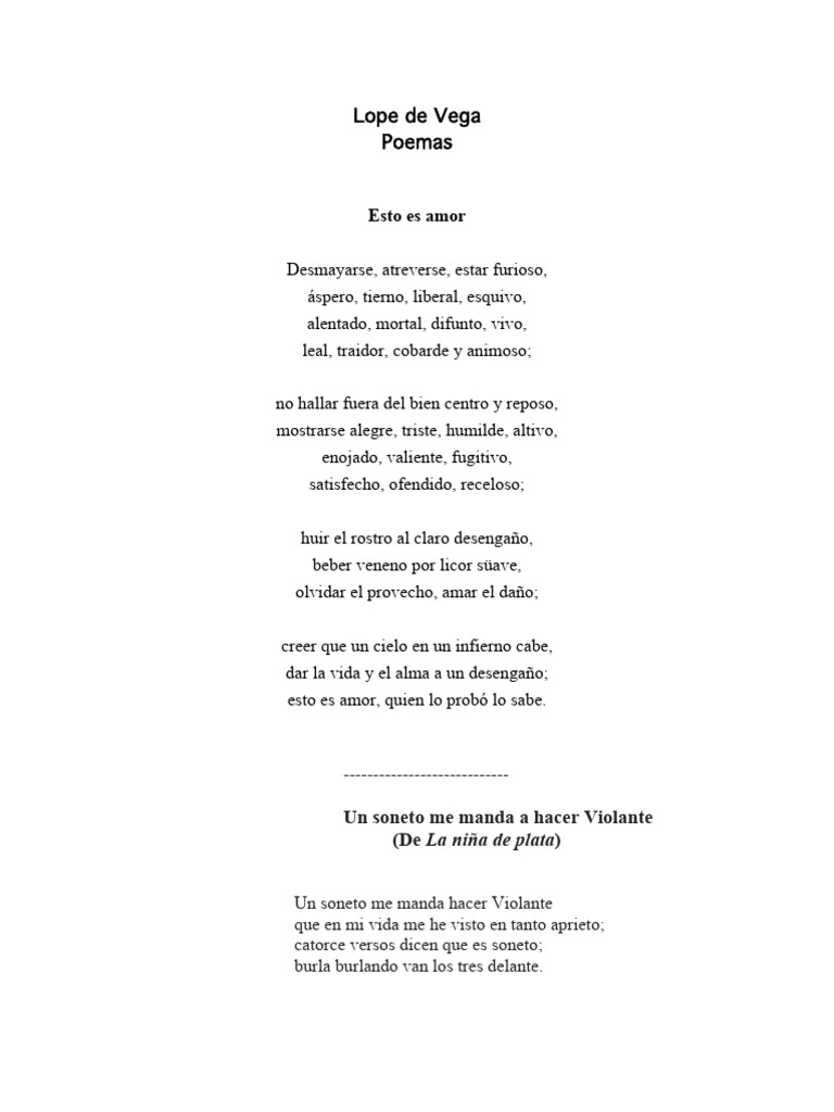 Lope de Vega - Poemas | PDF
