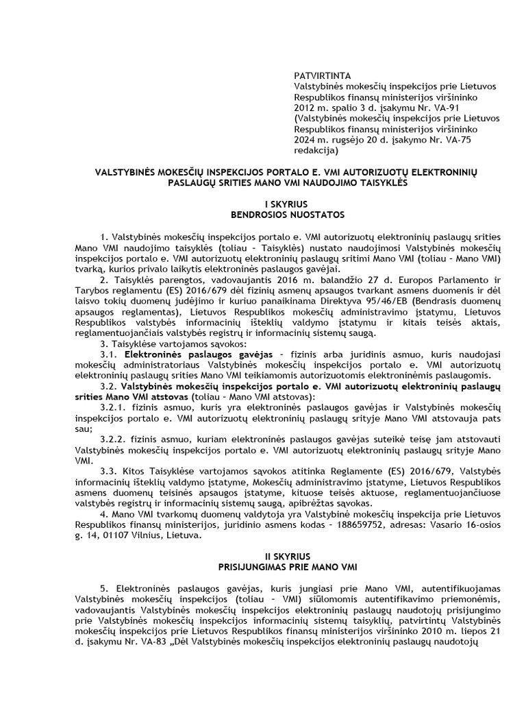 Mano VMI Naudojimo Taisykles | PDF