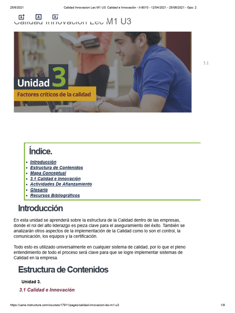 Calidad Innovacion Lec M1 U3_ Calidad e Innovación - II-8010 - 12_04_2021 - 25_06_2021 - Gpo_ 2 ...
