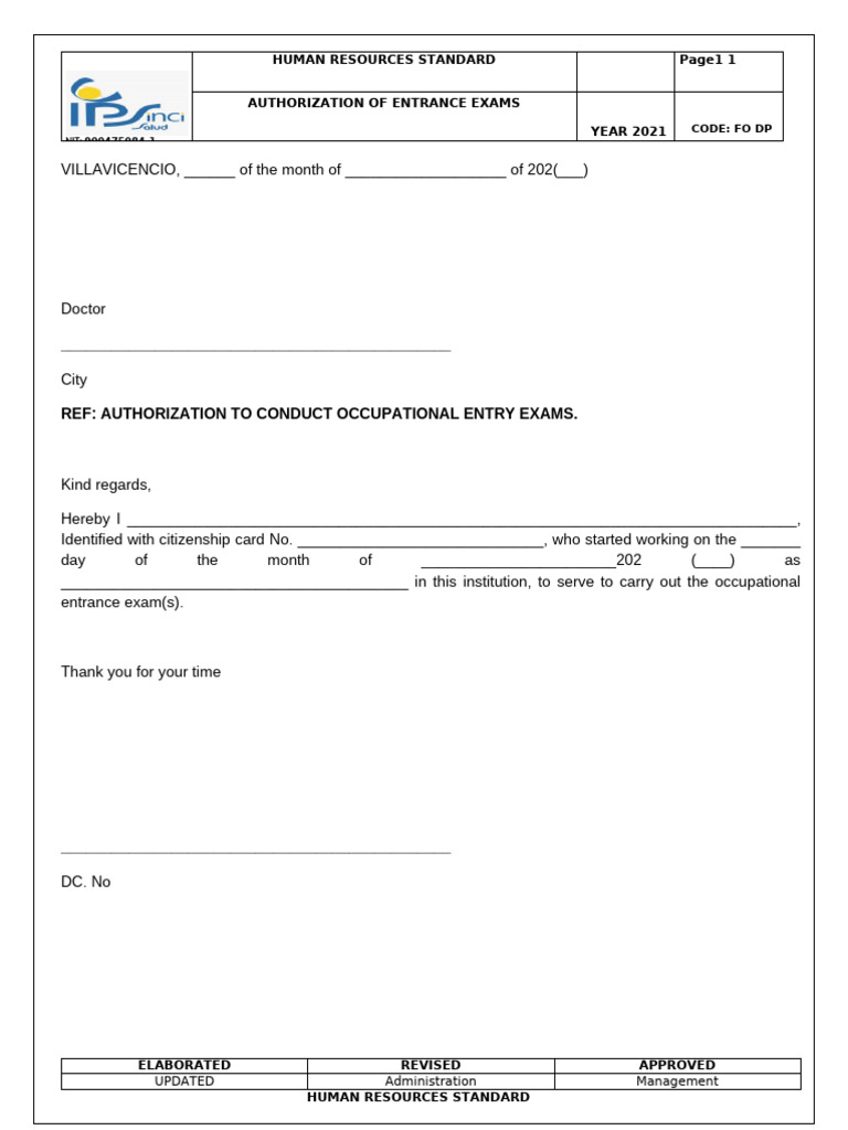 Authorization for 2021 Entrance Exams | PDF