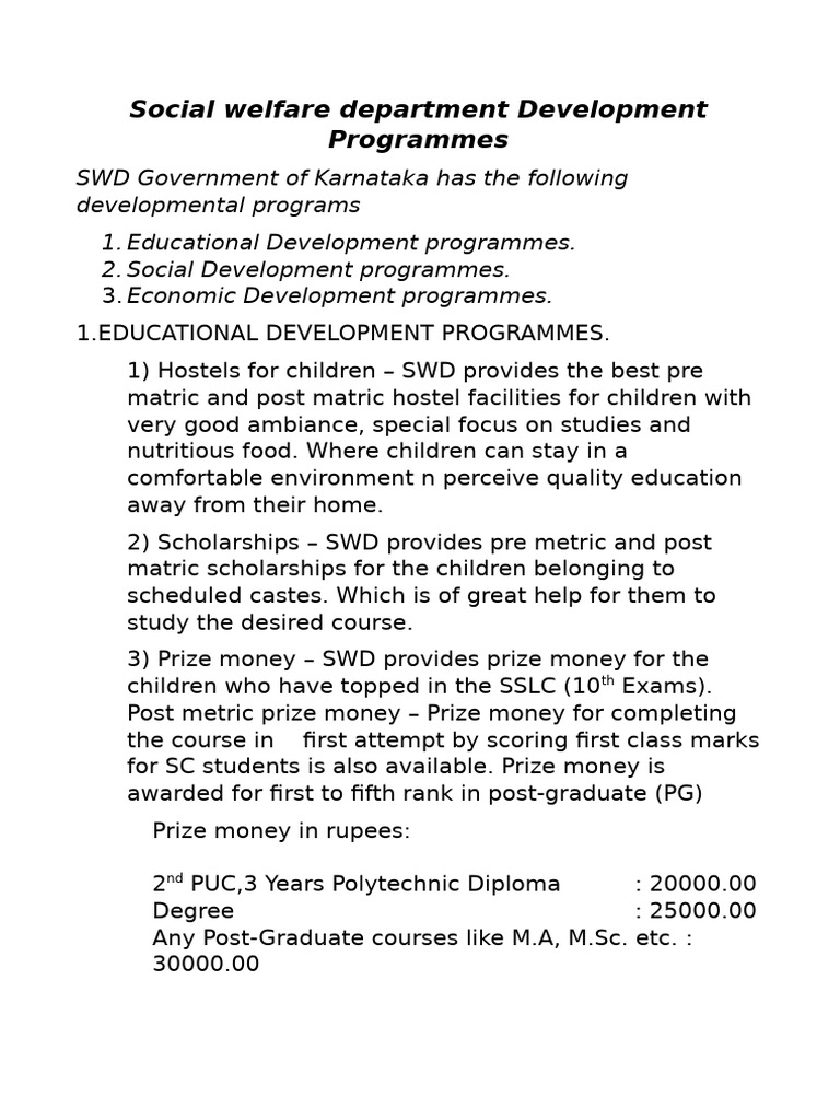 SWD Development Schemes | PDF