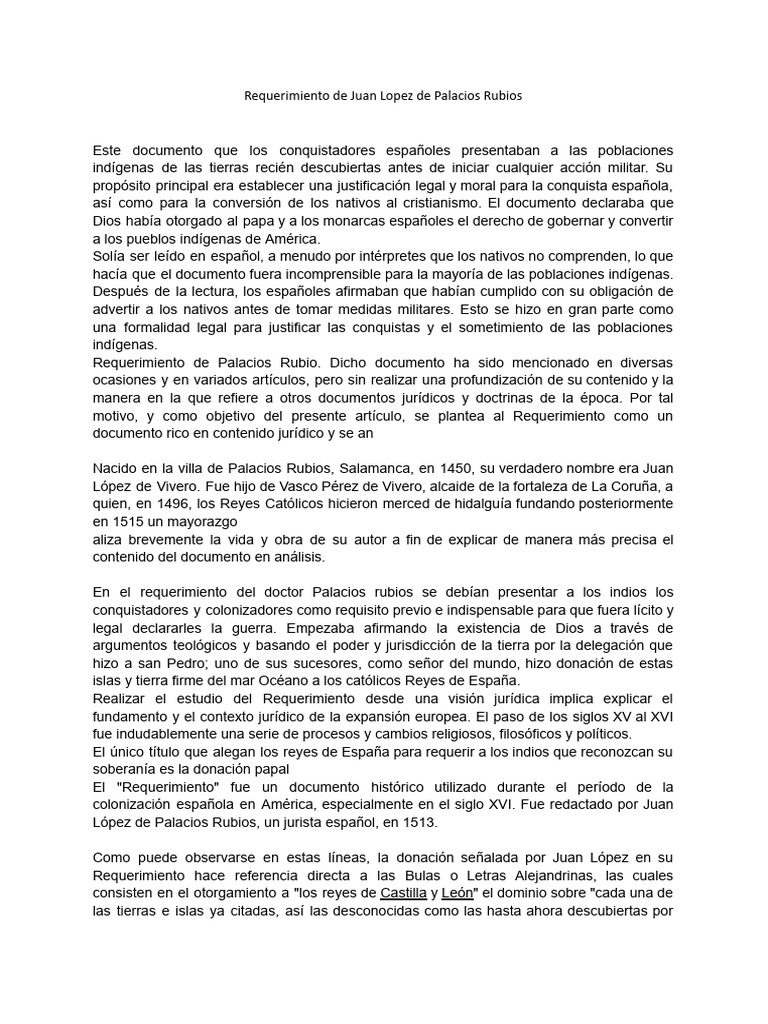 Requerimiento de Palacios Rubios | PDF