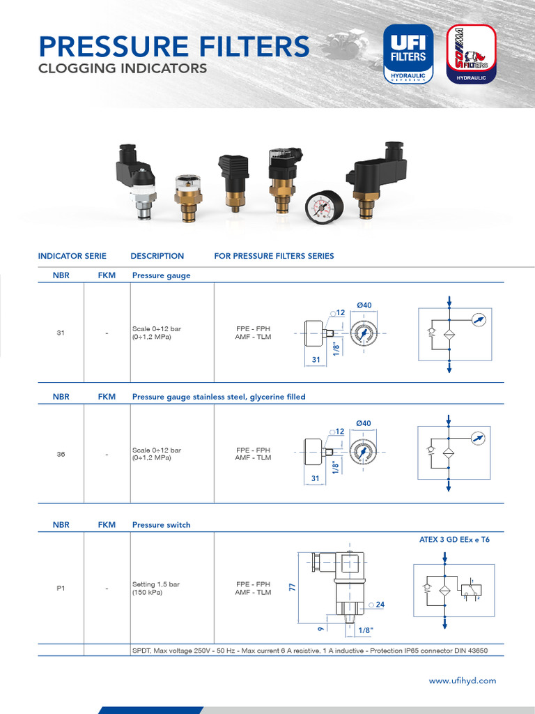 Ufi-Sofima HYD Catalogo 2018 CI Pressure-Filters Web | PDF | Electricity | Manufactured Goods