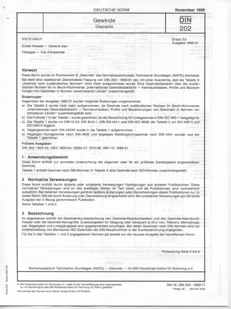 DIN 202 Roscas | PDF
