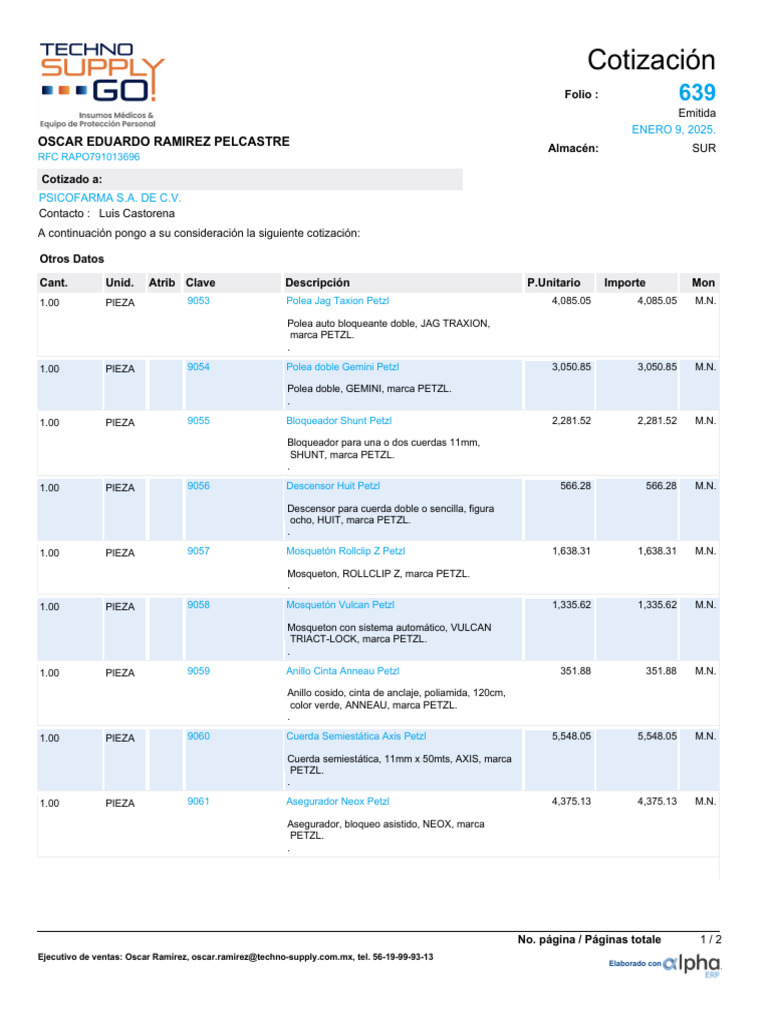 Cotizav 20250109 002zkd | PDF | Equipo deportivo | Alpinismo
