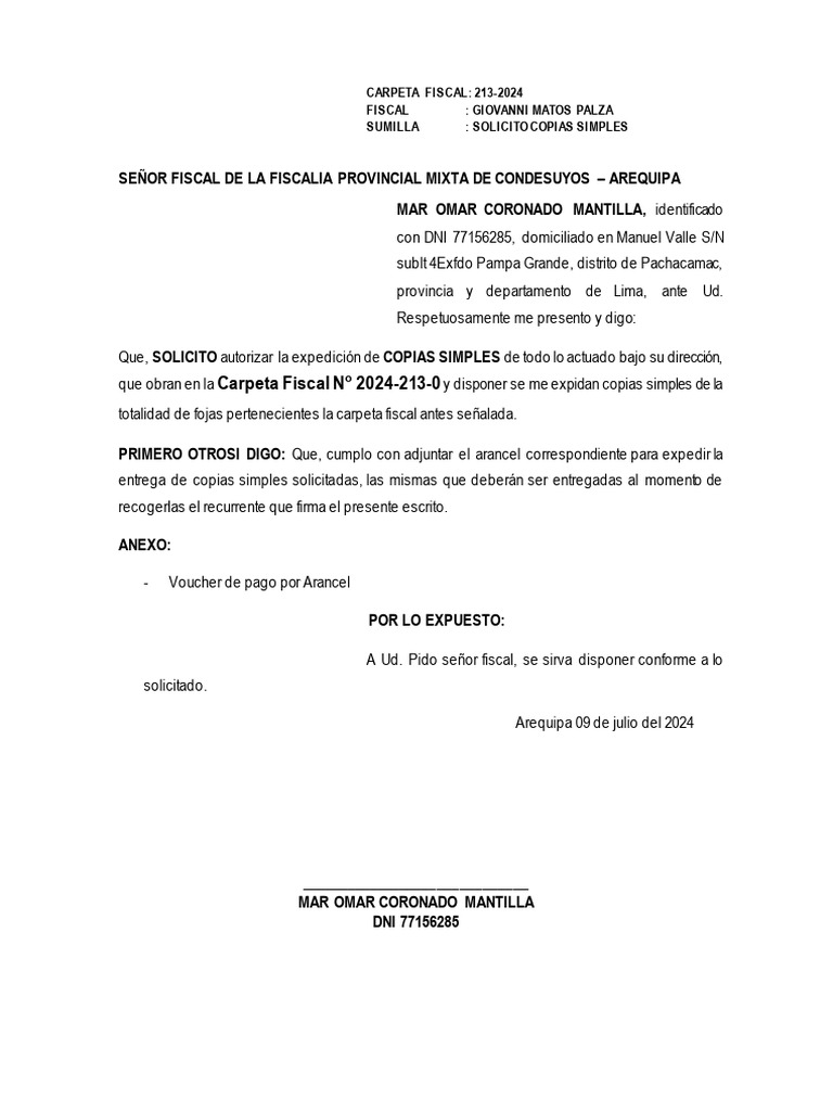 Solicito Copias Simples | PDF