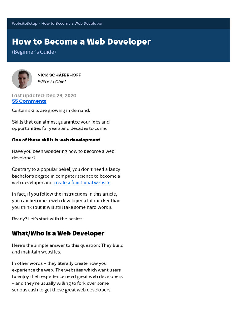 How To Become A Web Developer | PDF | World Wide Web | Internet & Web