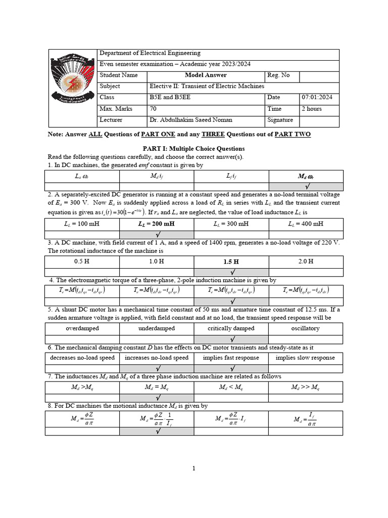 Transient Analysis of Electric Machines | PDF | Electric Motor | Damping