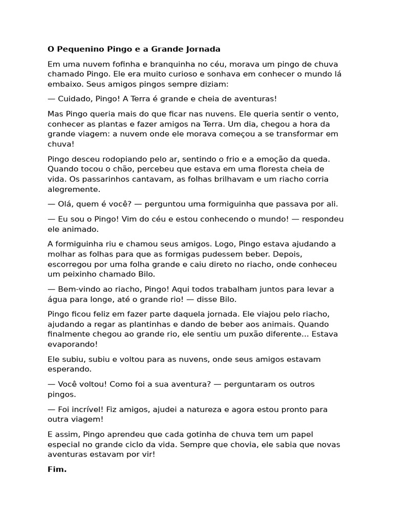 O Pequenino Pingo e A Grande Jornada | PDF