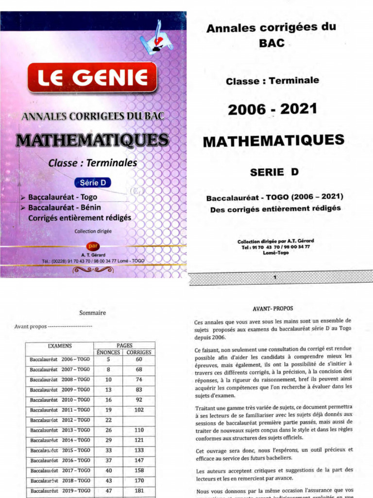 Annales Corrigé Maths Tle D Le Genie | PDF