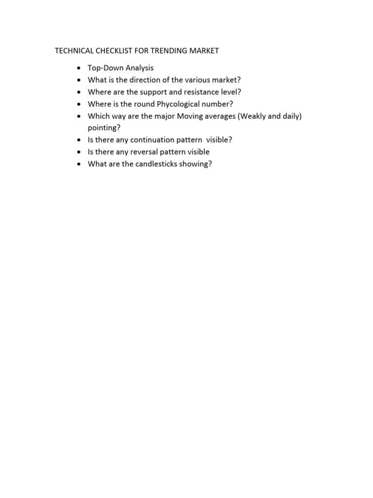 Technical Checklist For Trending Market | PDF