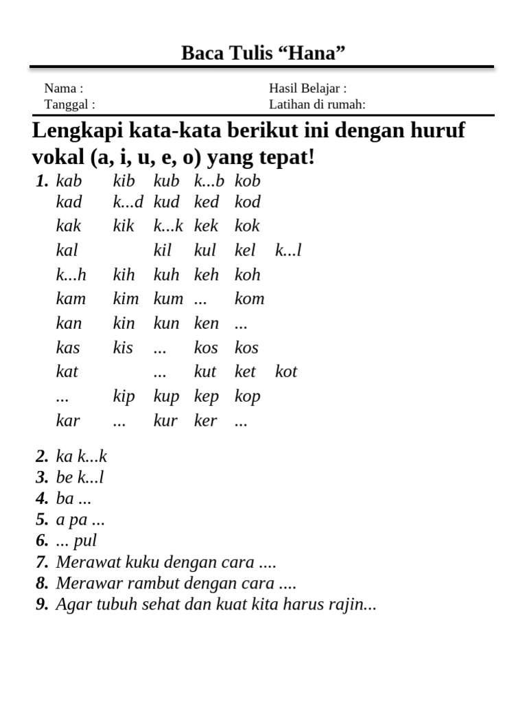 Latihan Vokal untuk Anak "Hana" | PDF