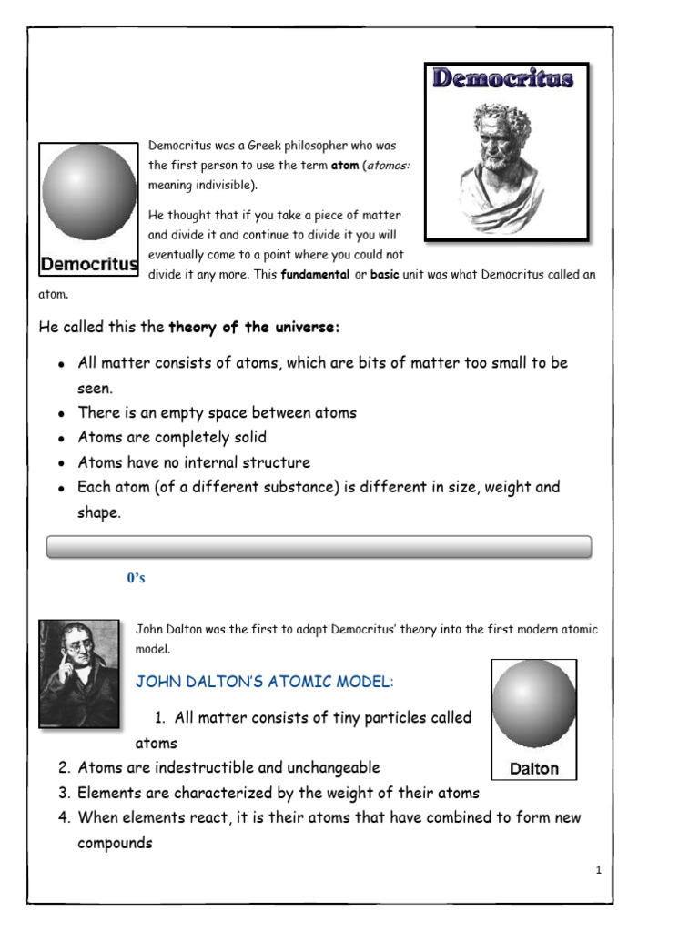 Evolution of Atomic Theory Timeline | PDF | Atoms | Electron