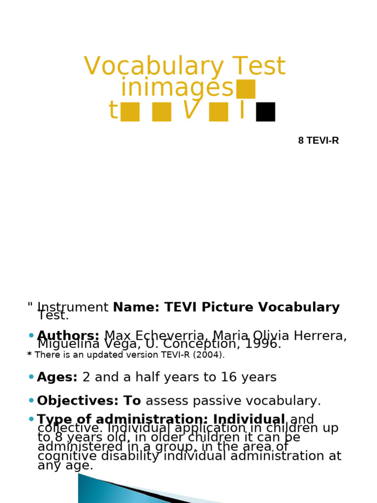 TEVI Picture Vocabulary Test Overview | PDF | Vocabulary | Cognitive ...