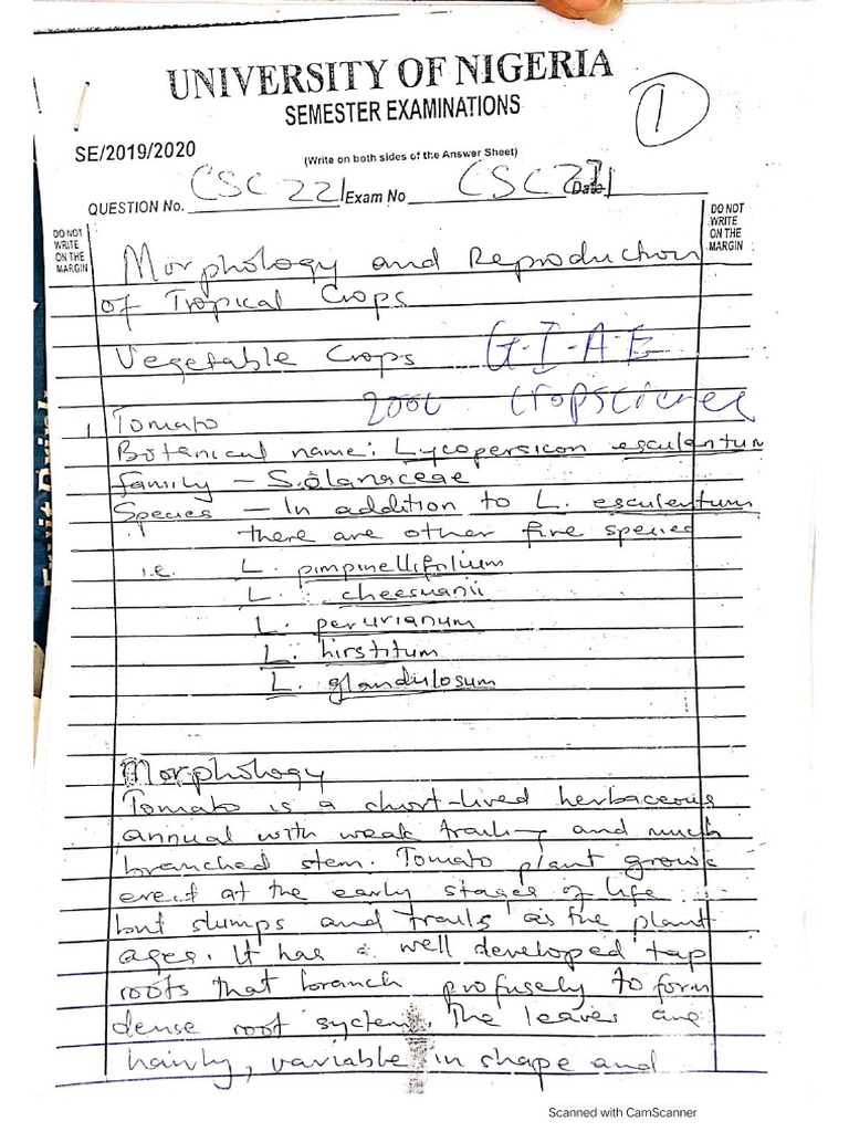 CSC 221 (Morphology and Reproduction of Tropical Crops) | PDF