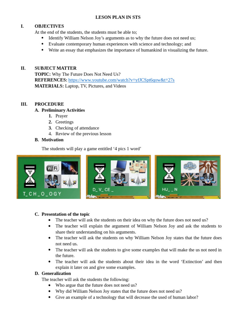 Lesson Plan: Future and Technology Debate | PDF | Teachers | Lesson Plan