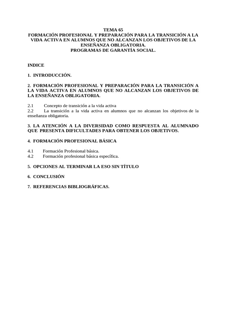 Tema 65 | PDF | Educación vocacional | Empleo