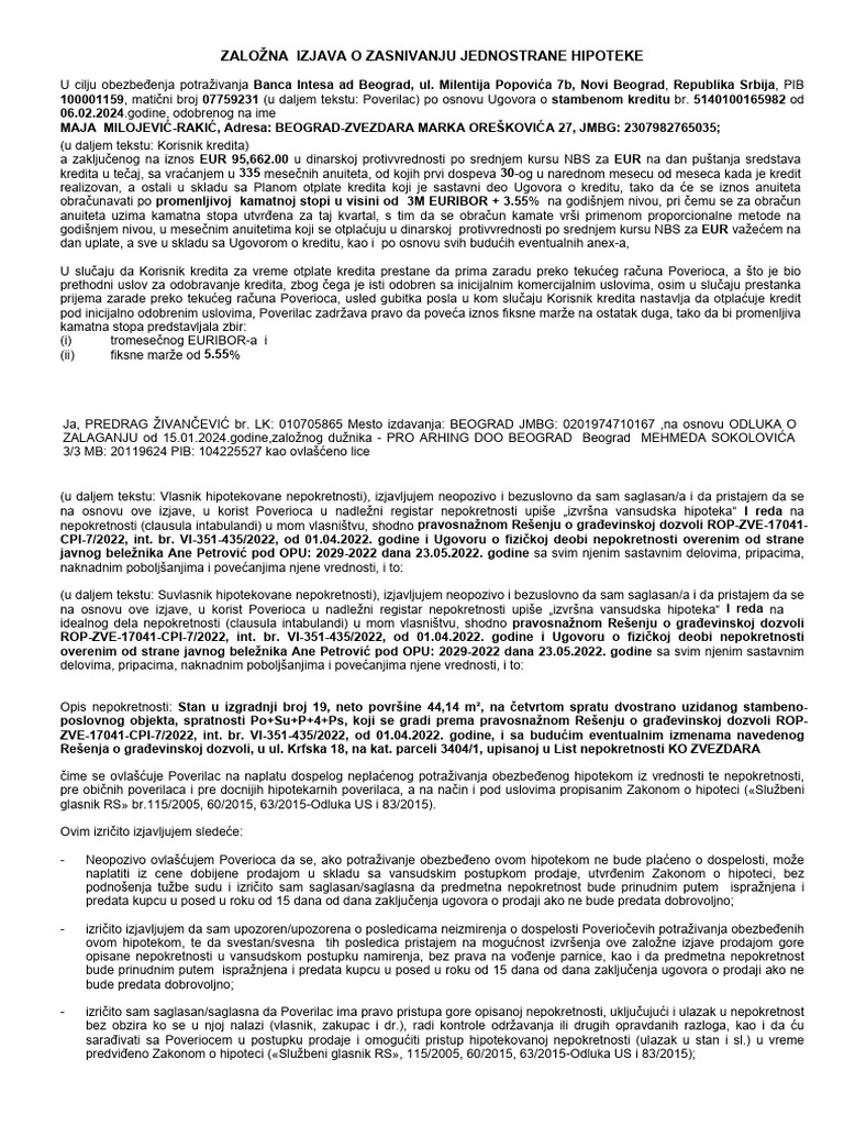 Zalozna Izjava Blanko | PDF