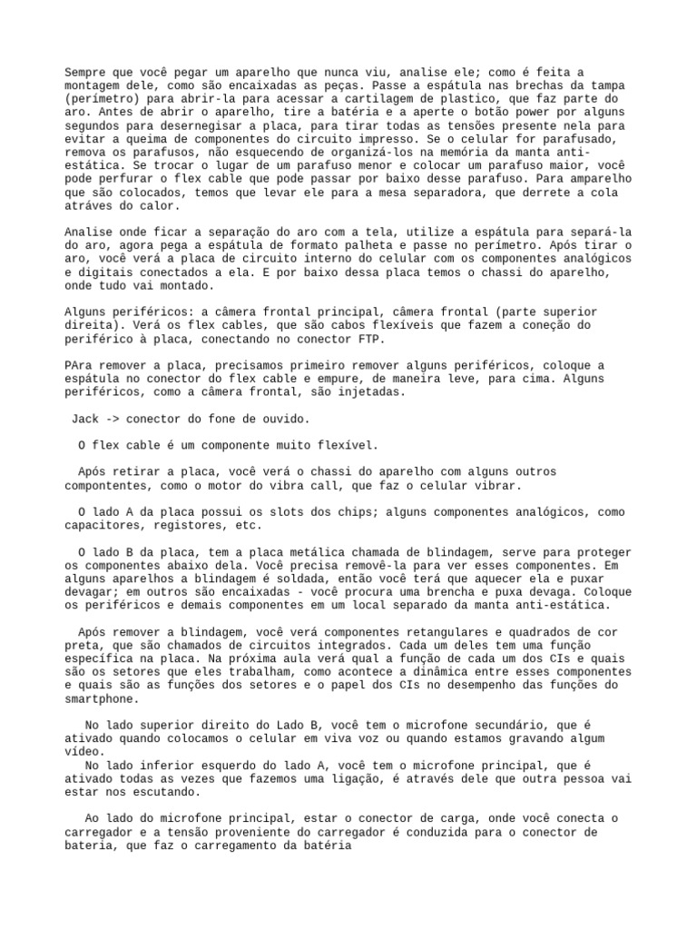 Aula 2 - Como Desmontar Um Celular | PDF | Conector elétrico ...
