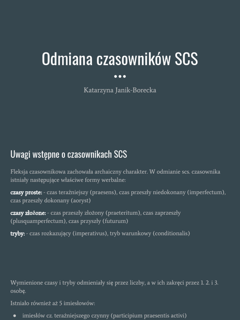 Czasownik 1 - Odmiana czasowników SCS | PDF
