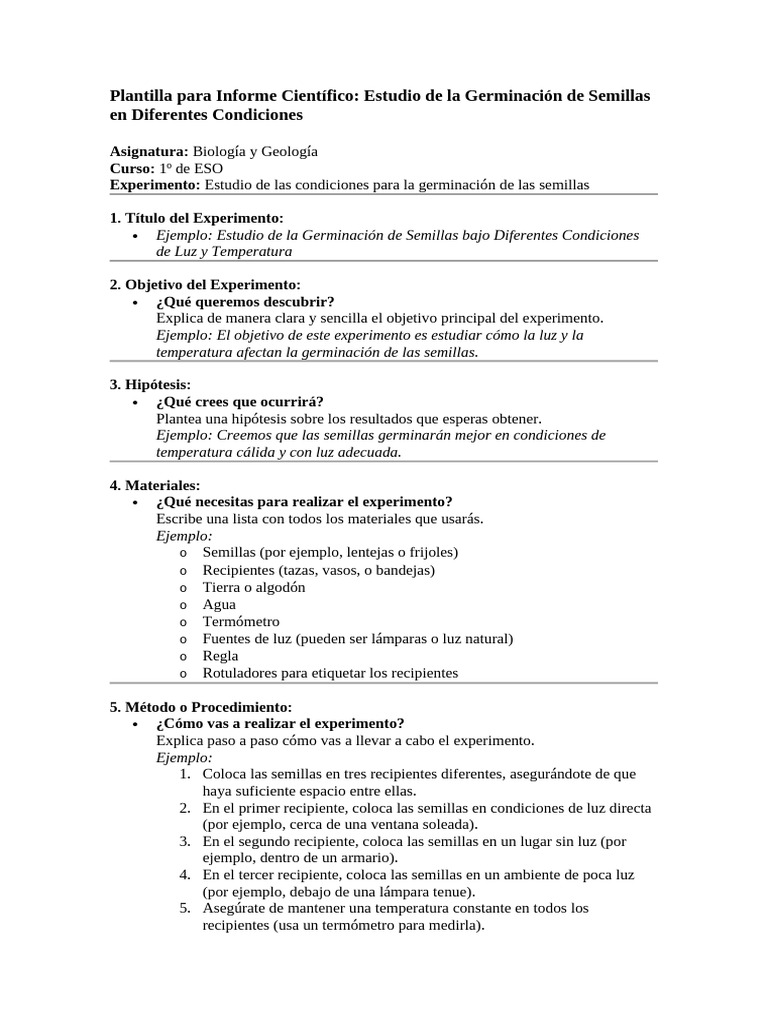 Informe sobre Germinación de Semillas | PDF