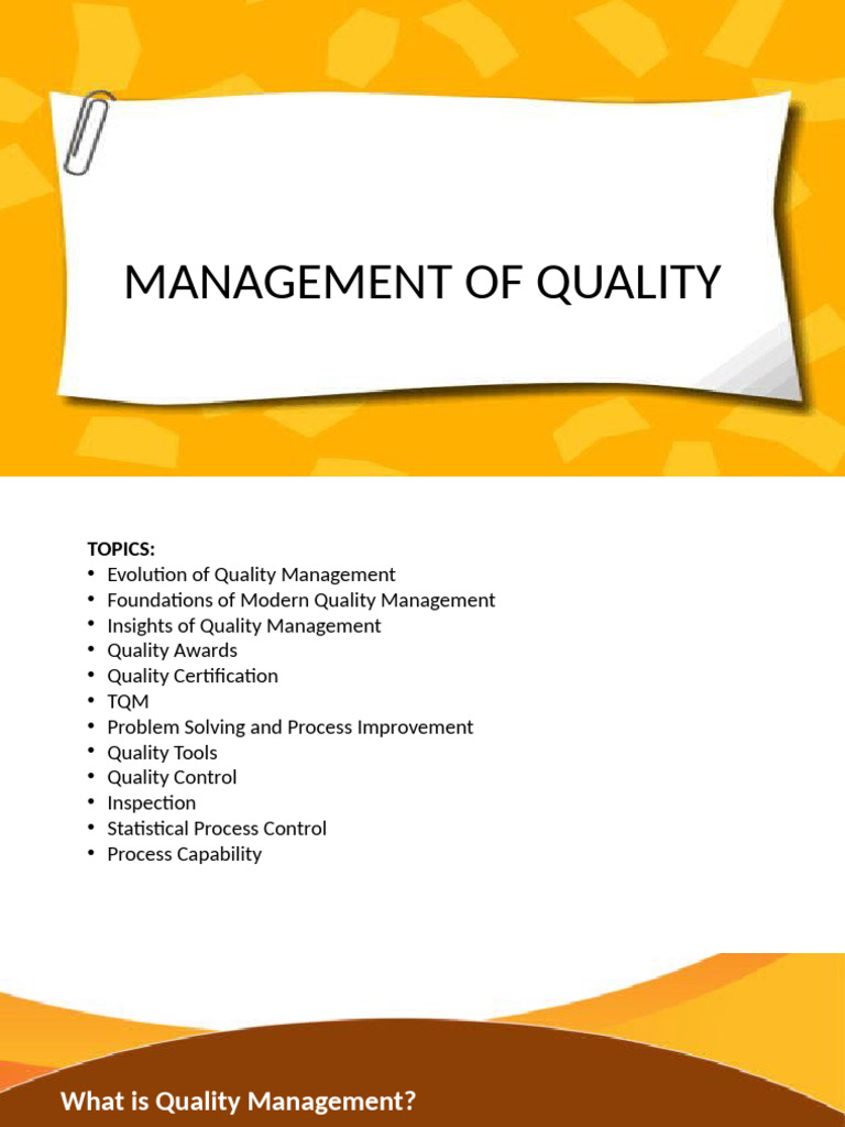Comprehensive Guide to Quality Management | PDF | Quality Management ...