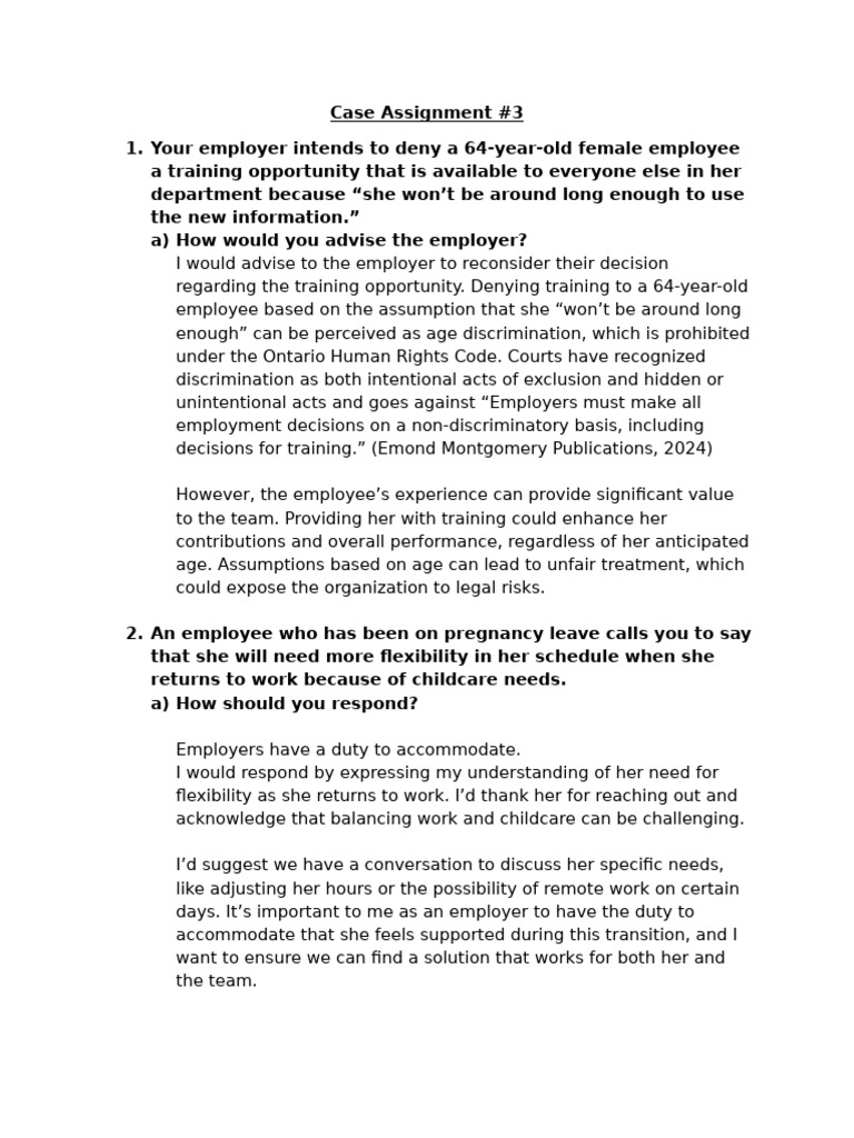 Case Assignment #3 | PDF | Employment | Discrimination